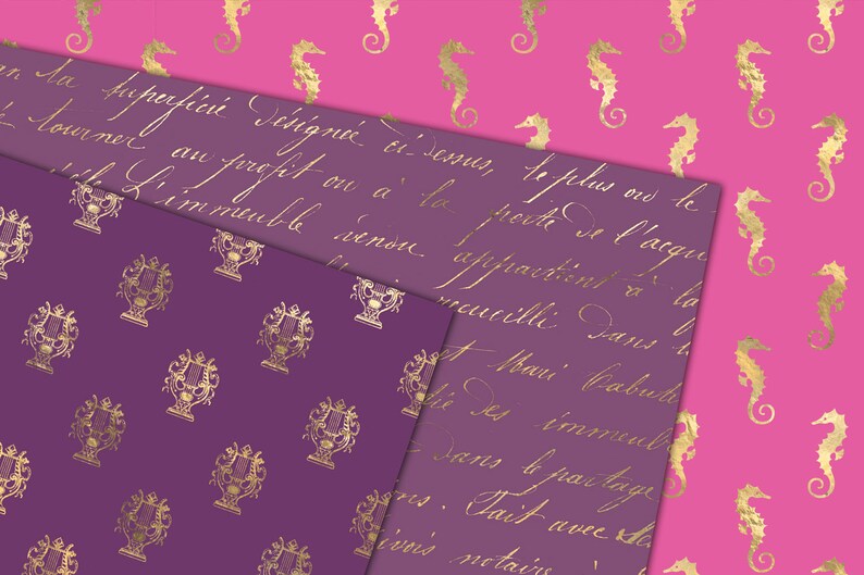 Golden Mermaid Digital Paper, Seamless Scrapbook Patterns (digital ...