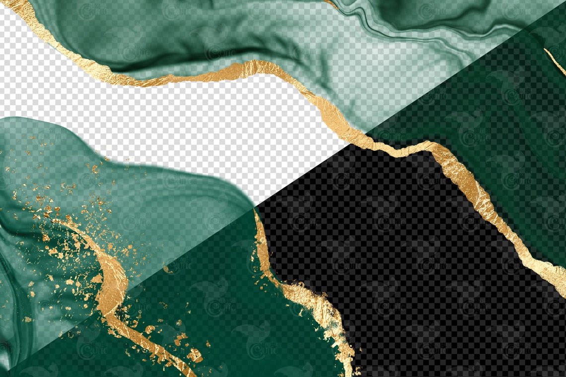 Emerald Ink Digital Paper and Border Overlays With Gold Foil - Etsy