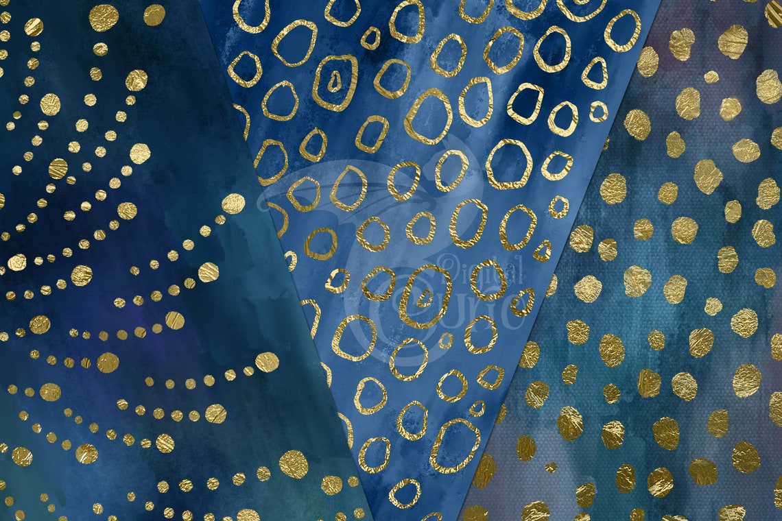 Fine Art Blue and Gold Textures - Painted Digital Backgrounds for ...