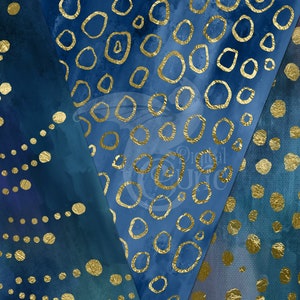 Fine Art Blue and Gold Textures - Painted Digital Backgrounds for ...