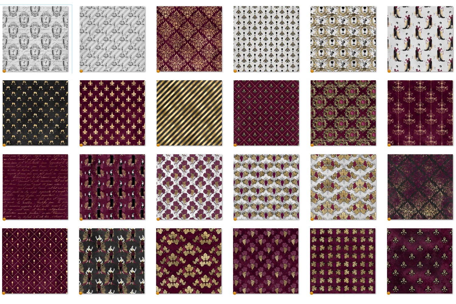 Vin Rouge Digital Paper, Wine Bottles, Seamless French Pattern (digital ...