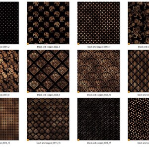 Black and Copper Digital Paper, Black and Bronze Seamless Patterns ...