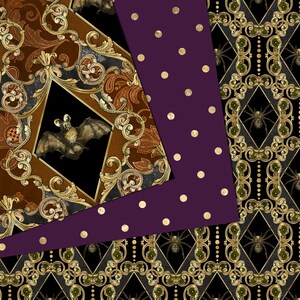 Ornate Halloween Digital Paper, Seamless Gothic Patterns With Skulls ...