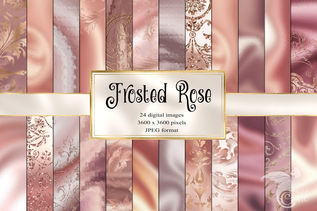 Frosted Rose Digital Paper - Shimmering Rose Gold Foil and Glass ...