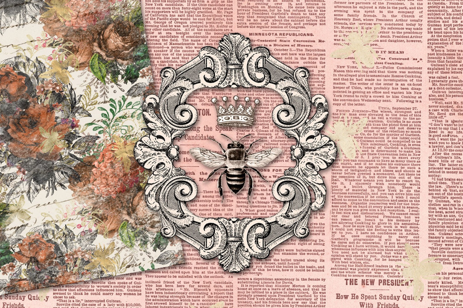 Vintage Honey Bee Digital Paper Seamless Bee Patterns Vintage - Etsy