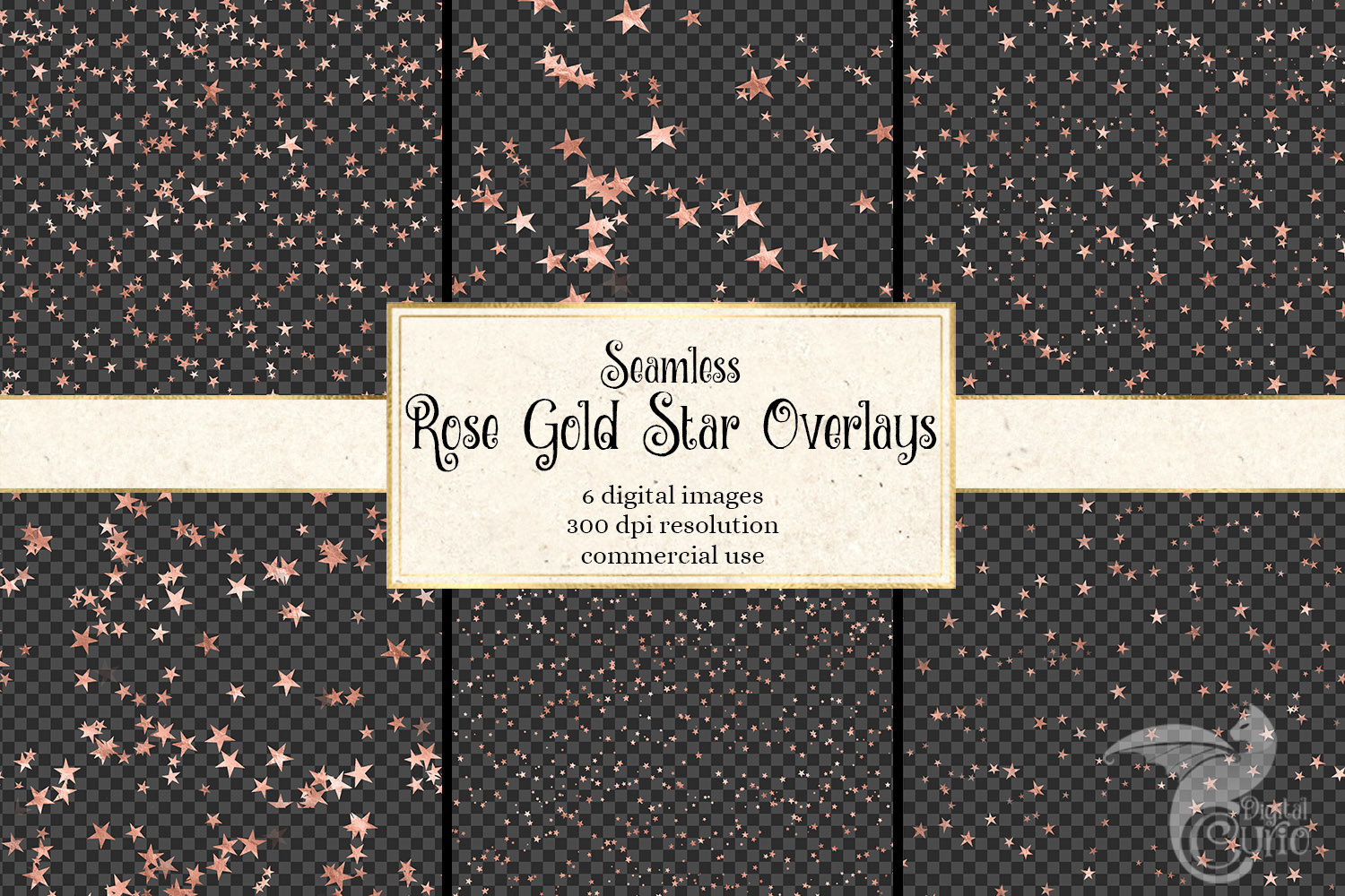 Seamless Rose Gold Star Overlays Starry Night Star Patterns - Etsy