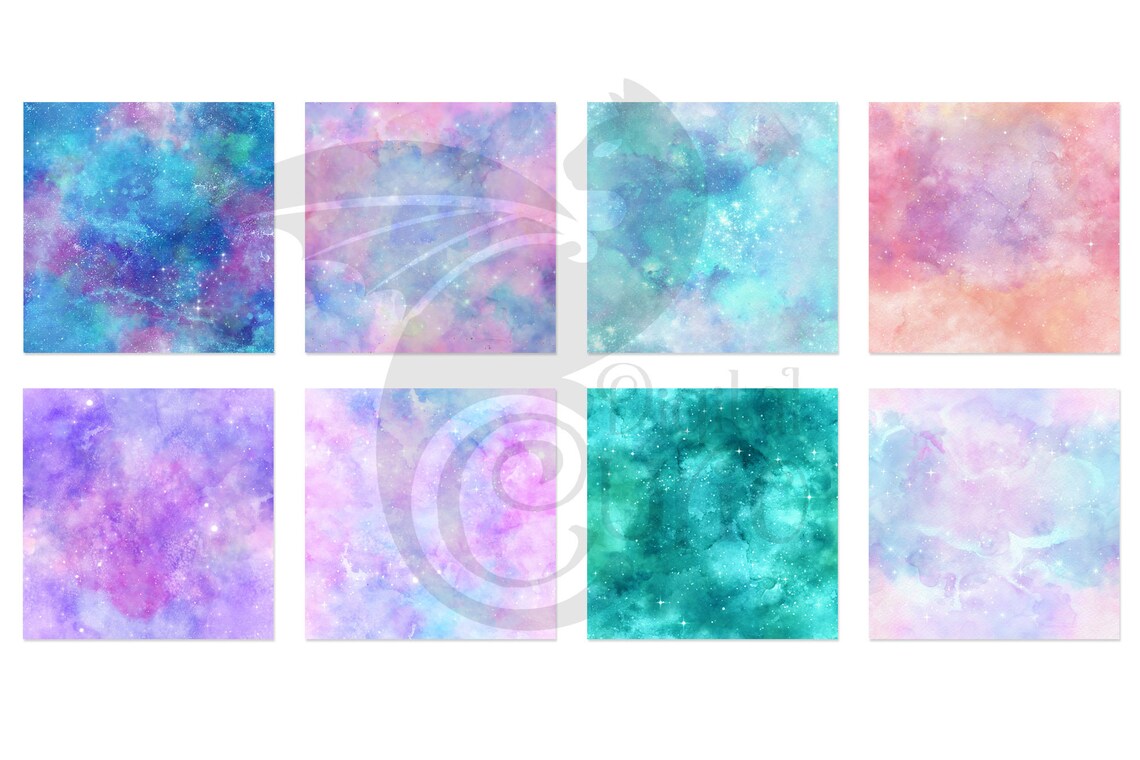 Painted Galaxy Digital Paper Seamless Watercolor Starry Night - Etsy