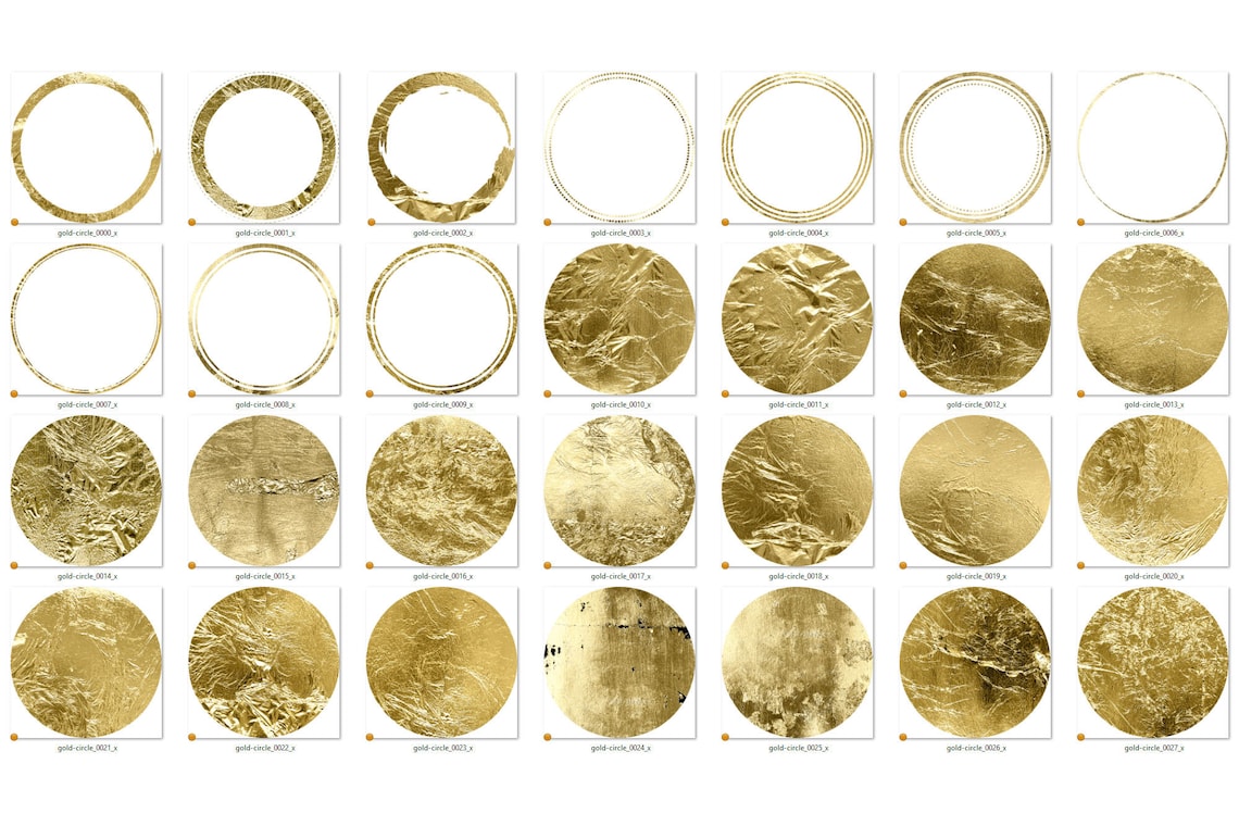 Gold Foil Circles Clip Art Digital Png Clipart Graphics | Etsy