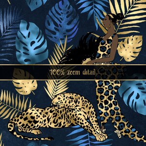 Blue and Gold Leopard Digital Paper, Seamless Leopard Spot Patterns ...