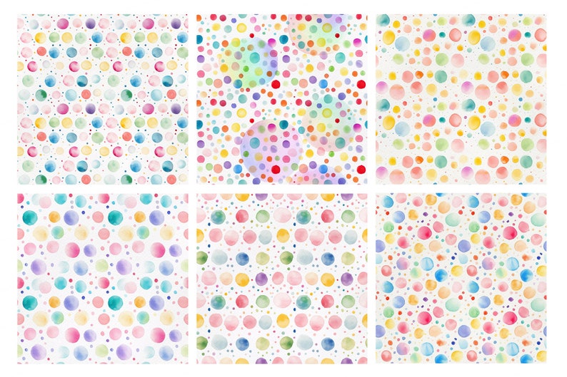 Watercolor Polka Dot Digital Paper, Rainbow Seamless Pattern (digital ...