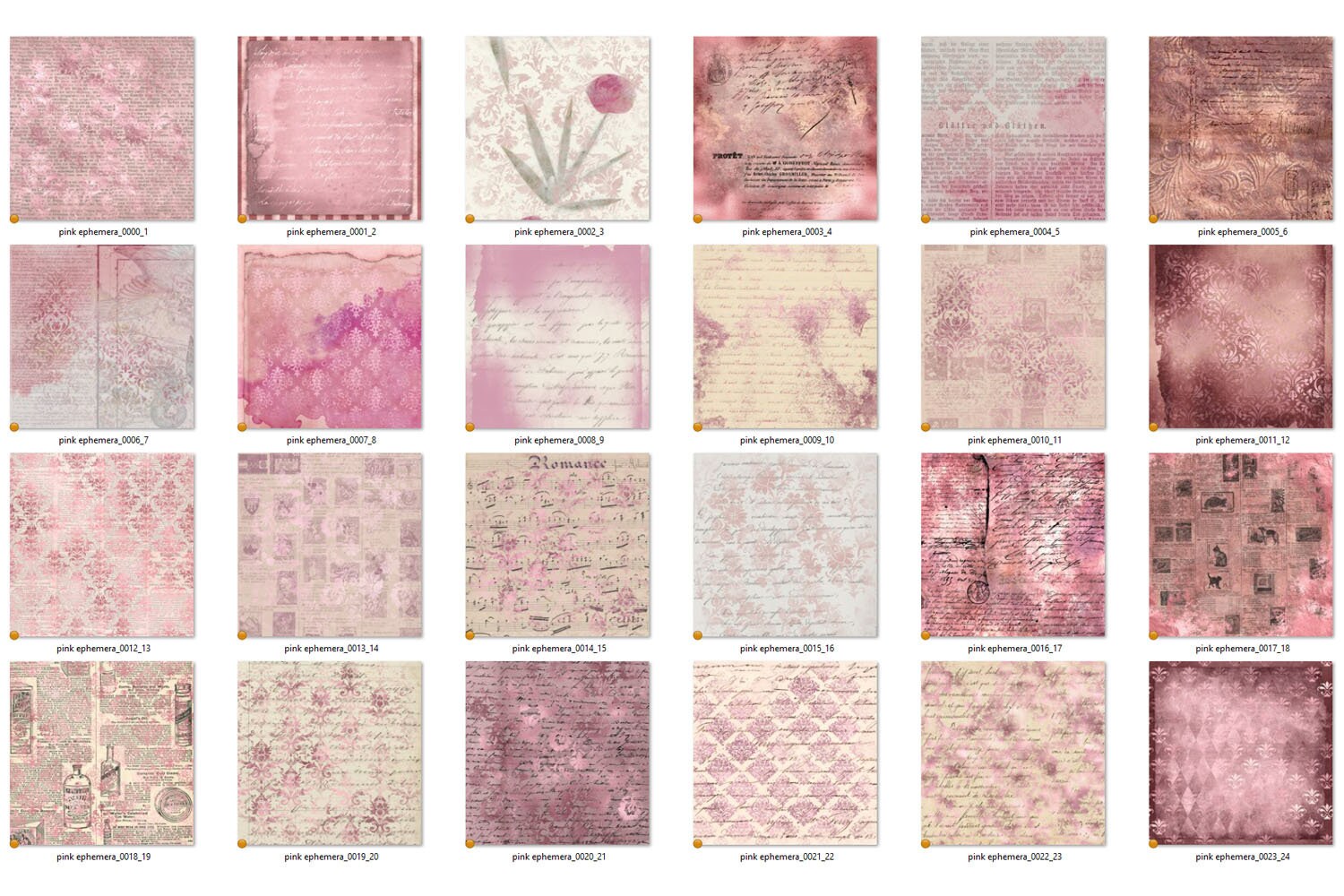 Pink Ephemera Digital Paper Instant Download Vintage - Etsy