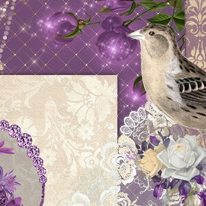 Lavender and Ivory Digital Scrapbooking Kit, Clipart, Digital Paper ...