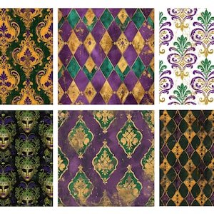 Distressed Mardi Gras Digital Paper - Seamless Printable Digital ...