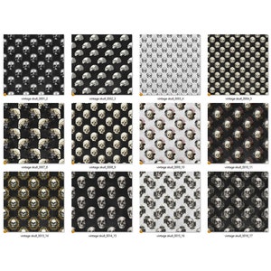 Vintage Skulls Digital Paper, Seamless Skull Patterns and Rustic Old ...