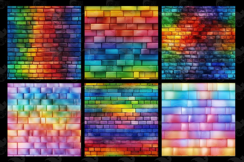 Rainbow Brick Textures, Seamless Digital Paper (digital Download) - Etsy