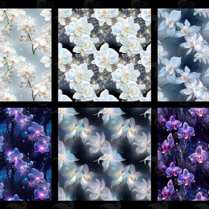 Enchanted Orchids Digital Paper - Dark Fantasy Floral Patterns ...