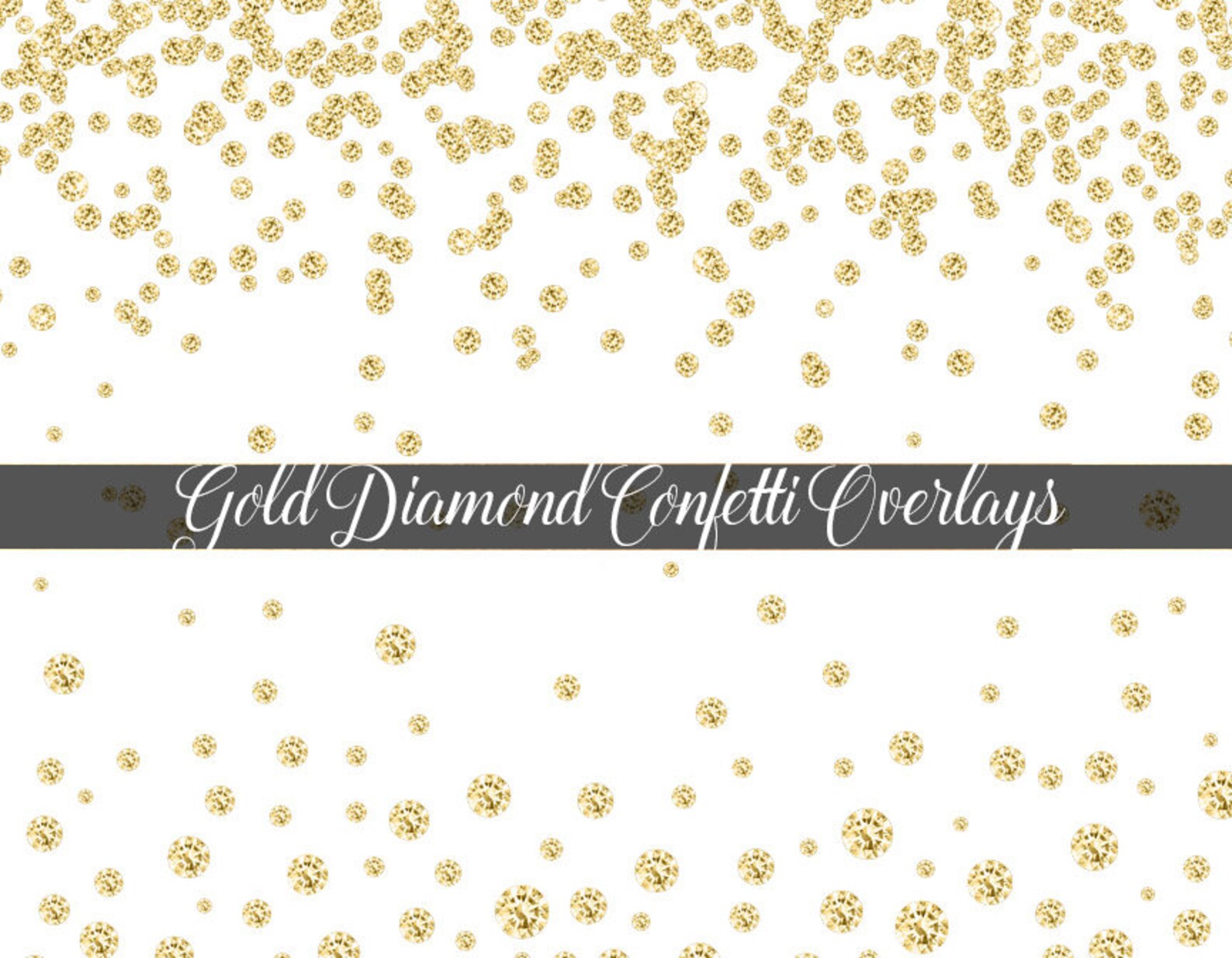 Gold Diamond Confetti Overlays Clip Art gold glitter diamond | Etsy