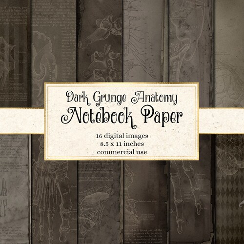 Dark Grunge Anatomy Notebook Paper Digital Paper Distressed - Etsy