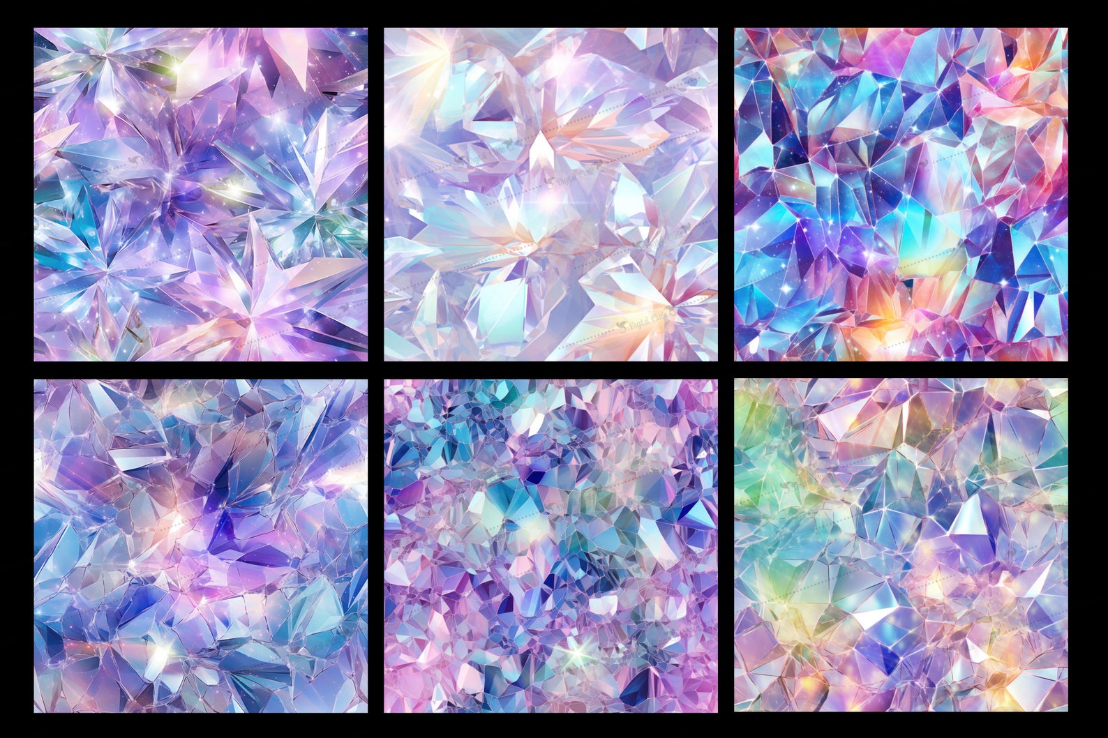 Crystal Facet Textures - Digital Printable Sparkling Diamond Pattern ...
