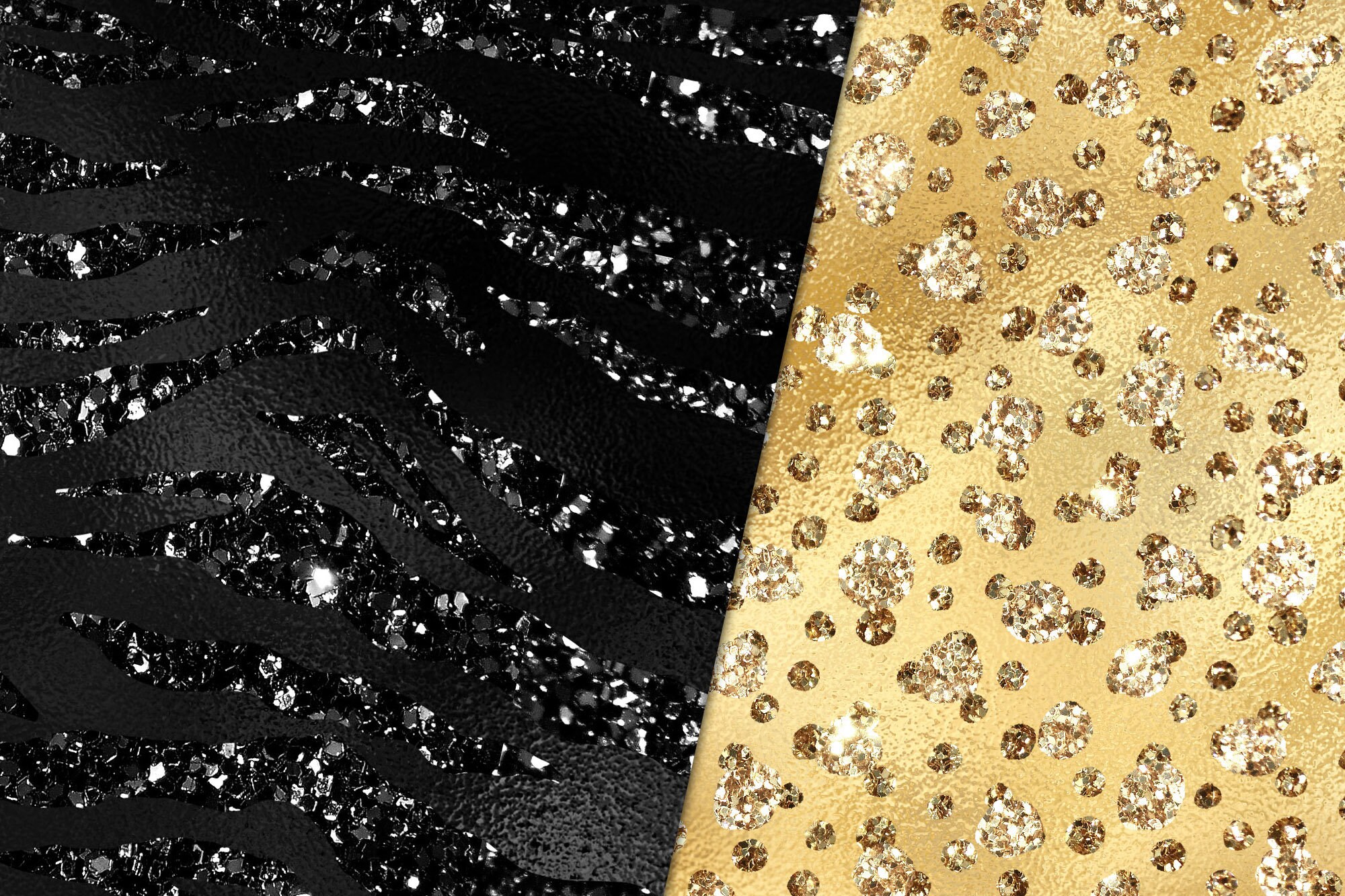 Glitter Animal Print Digital Paper, Seamless Cheetah Leopard Tiger (JPG ...