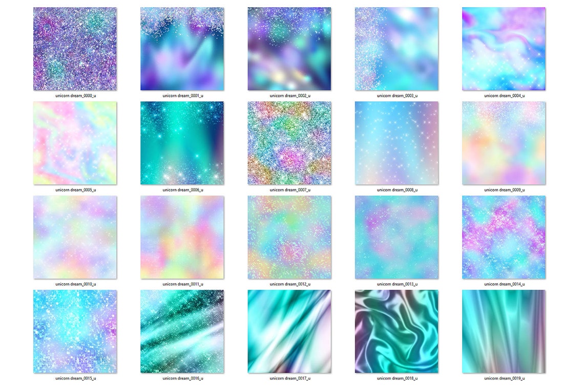 Unicorn Dreams Digital Paper, Glitter and Shimmer Backgrounds Rainbow ...