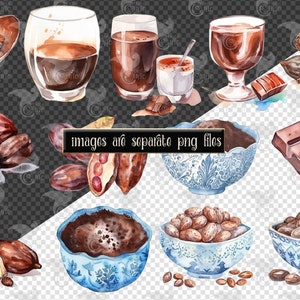 Watercolor Sacred Cacao Clipart - Cocoa and Dark Chocolate Cacao Beans ...