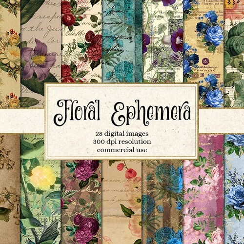 Vintage Ephemera Digital Paper Antique Digital Ephemera - Etsy