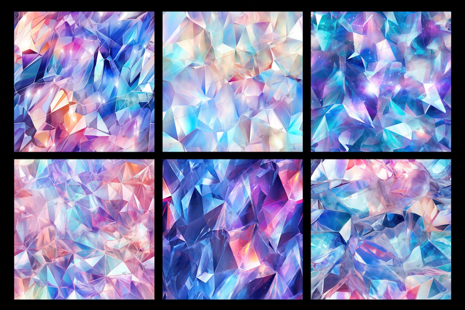 Crystal Facet Textures - Digital Printable Sparkling Diamond Pattern ...