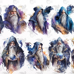 Watercolor Celestial Wizards Clipart - Magic Fantasy Watercolor PNG ...