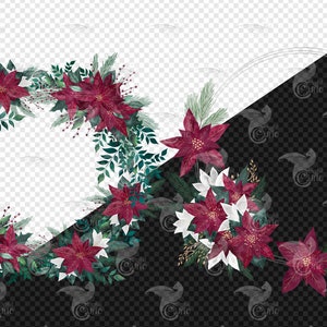 Poinsettia Wreath Clipart, Christmas Floral Wreath Clip Art in PNG ...