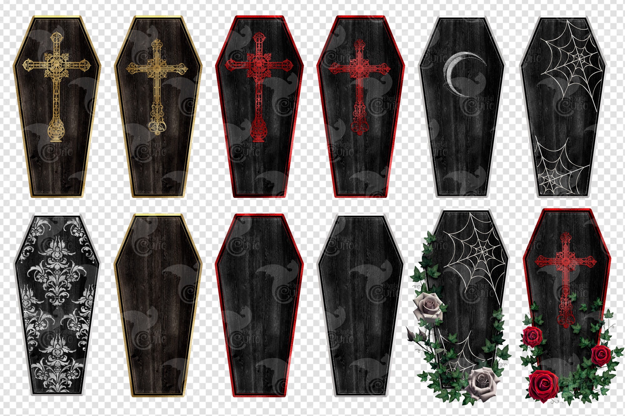 Vampire Coffin Clipart Digital Gothic Halloween Clip Art - Etsy Canada