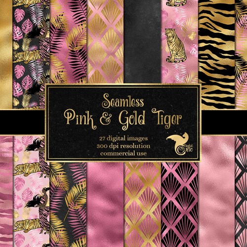 Gold Glitter Safari Digital Paper Seamless Patterns and - Etsy