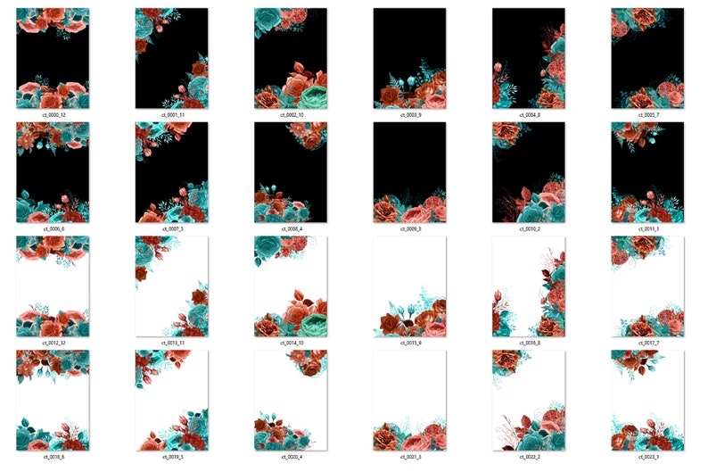 5x7 Turquoise and Coral Floral Overlays Rustic Wedding - Etsy