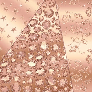 Sparkling Rose Gold Digital Paper Seamless Glitter Patterns With Animal ...