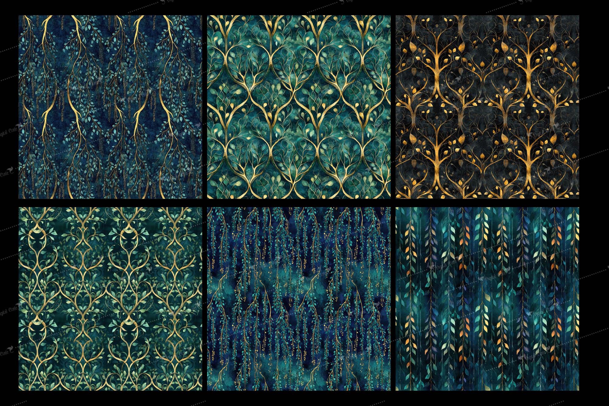Elven Forest Digital Paper, Seamless Tree Patterns (digital Download ...