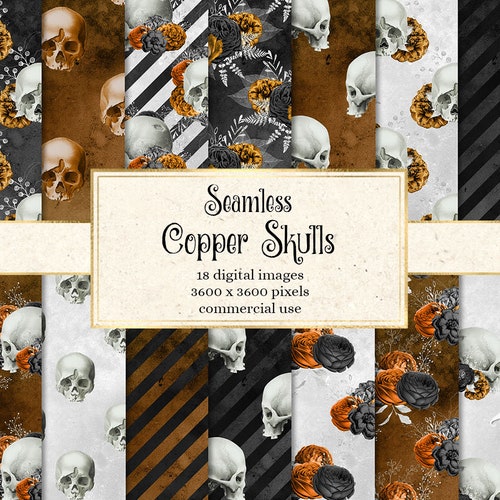 Purple Skull Digital Paper Seamless Gothic Skulls and - Etsy