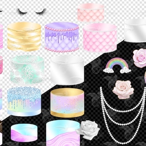 Unicorn Cakes Clipart, Magical Rainbow Pastel and Gold Foil Floral ...