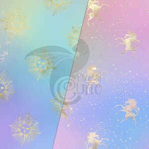 Unicorn Pastel Digital Paper, Seamless Rainbow and Gold Fantasy ...