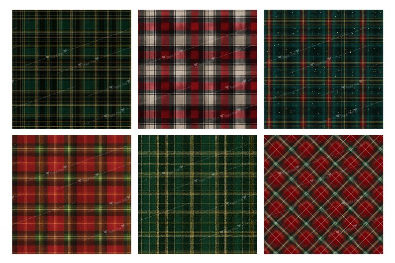 Christmas Tartan Digital Paper, Seamless Rustic Fabric Textures ...