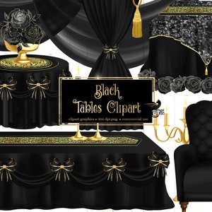 Black and Gold Tables Clipart - Digital Wedding Banquet Scene Creator ...