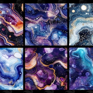 Celestial Agate Digital Paper, Geode Crystal Galaxy Texture Backgrounds ...