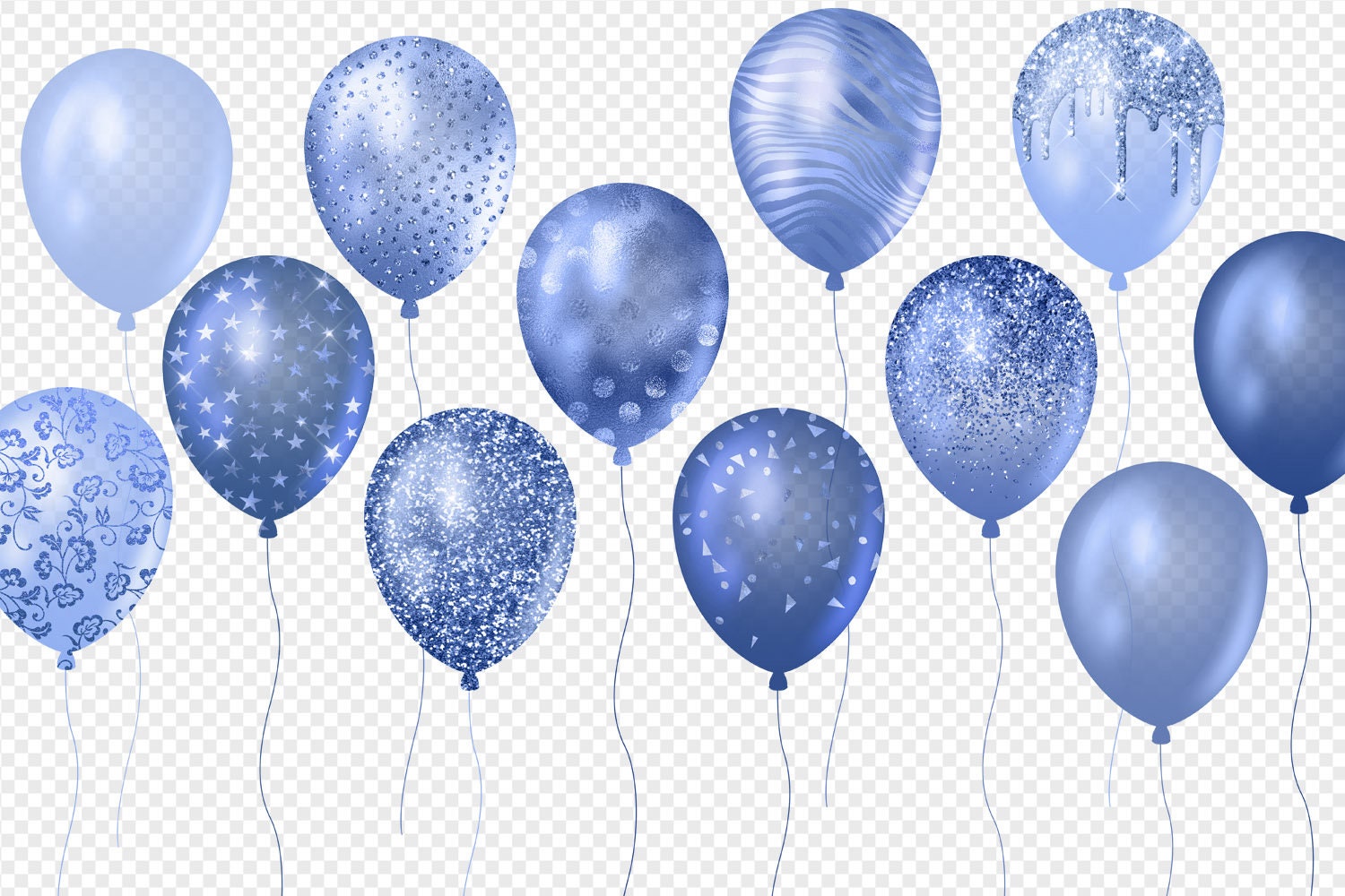 Blue Glitter Balloons Clipart baby blue and silver glitter | Etsy