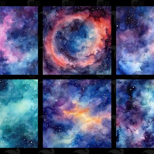 Watercolor Abstract Galaxy Digital Paper - Watercolor Printable Instant ...