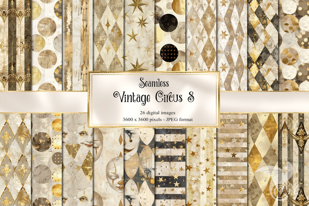 Vintage Circus Digital Paper, Gold Beige Textures (digital Download) - Etsy