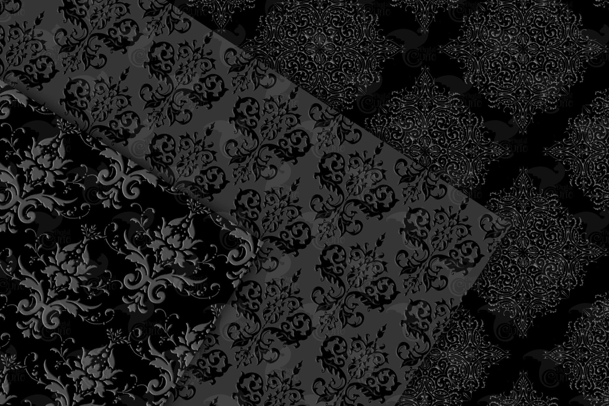 Black Damask Digital Paper Gothic Digital Paper Seamless - Etsy