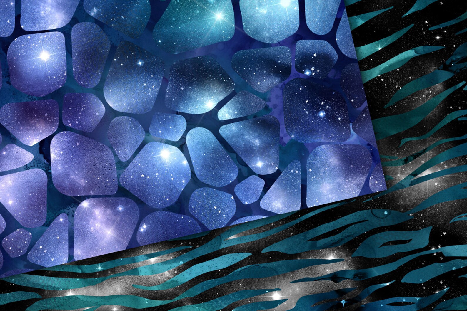 Galaxy Animal Print Digital Paper Seamless Watercolor Galaxy - Etsy