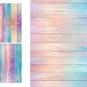 Unicorn Wood Digital Paper, Seamless Rainbow Pastel Backgrounds With ...