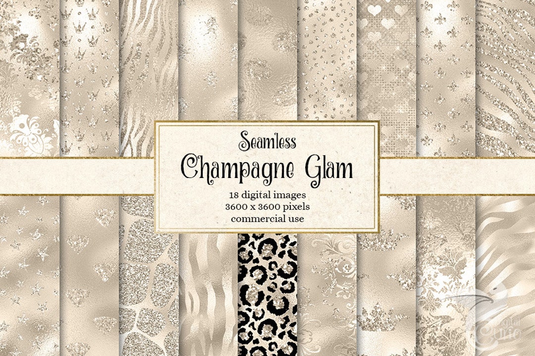 Champagne Glitter Digital Paper, Shimmering Foil Textures (digital ...