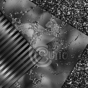 Luxury Black Digital Paper, Seamless Black Textures With Glam Metallic ...