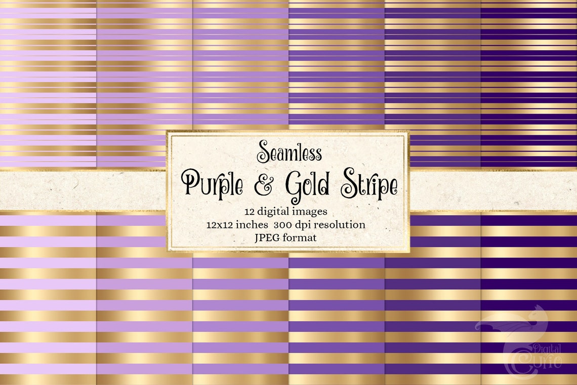 Purple and Gold Stripes Digital Paper Seamless Luxury Glam - Etsy